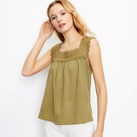 LOFT | Tops | Loft Nwt Lace Trim Square Neck Shell S | Poshmark